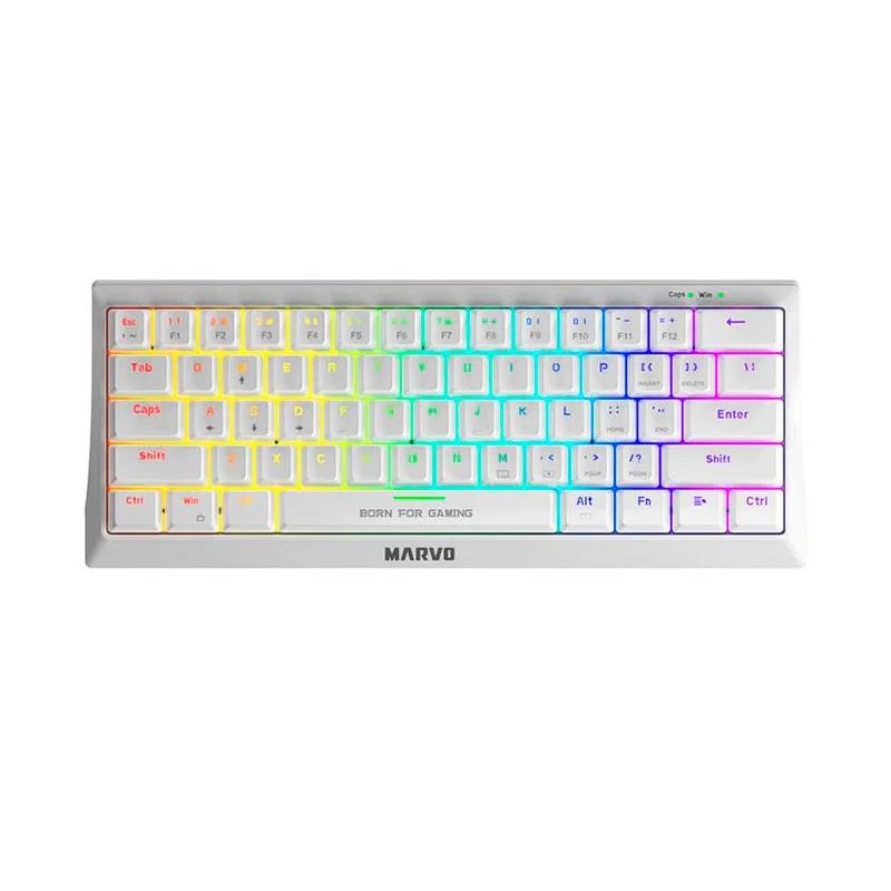 TECLADO MARVO 60% KG 962 WHITE SW BLUE